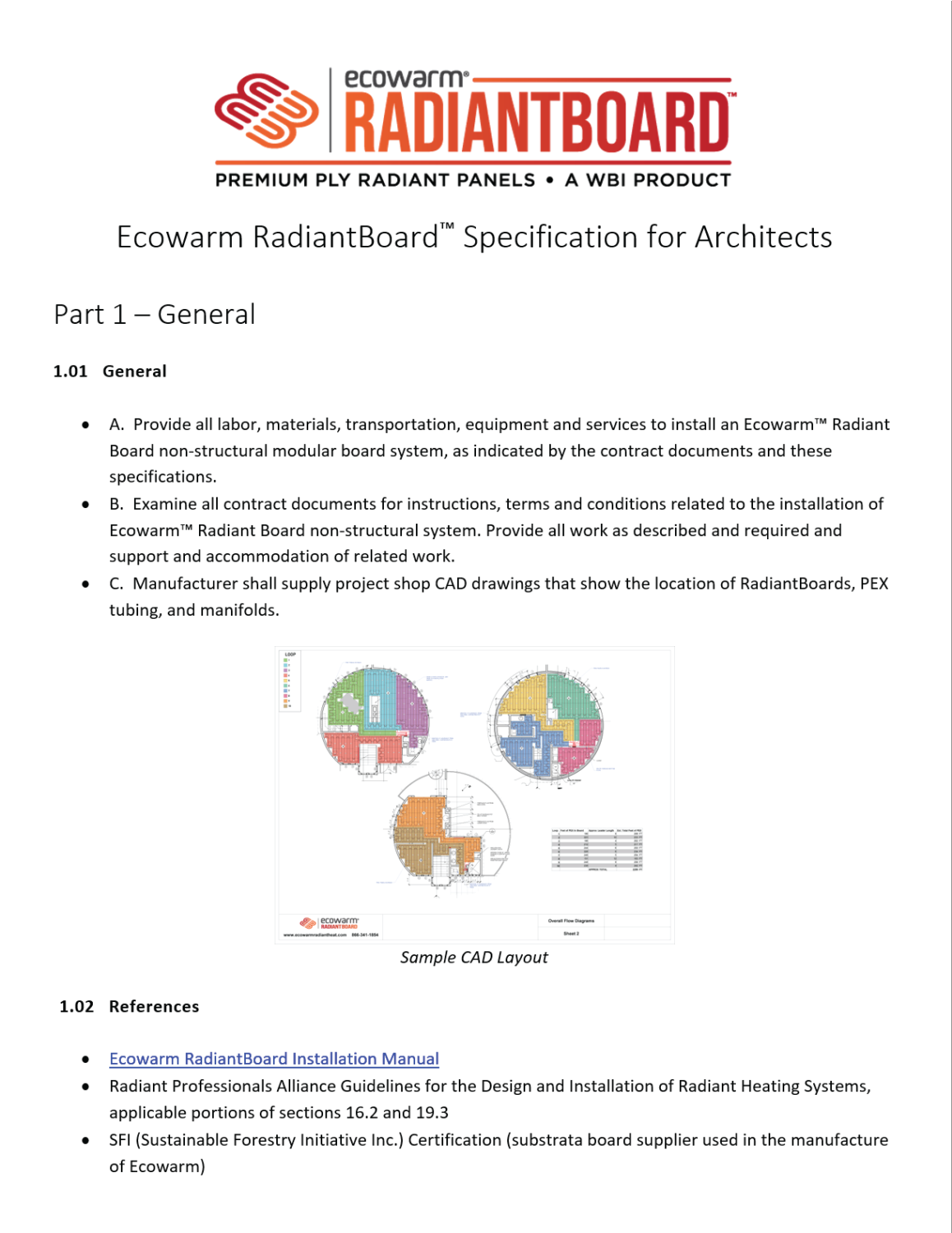 Radiant Floor Heating Installation Services with WBI Specification