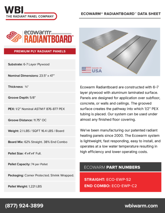 Radiant Floor Heating Installation Services with WBI Specification